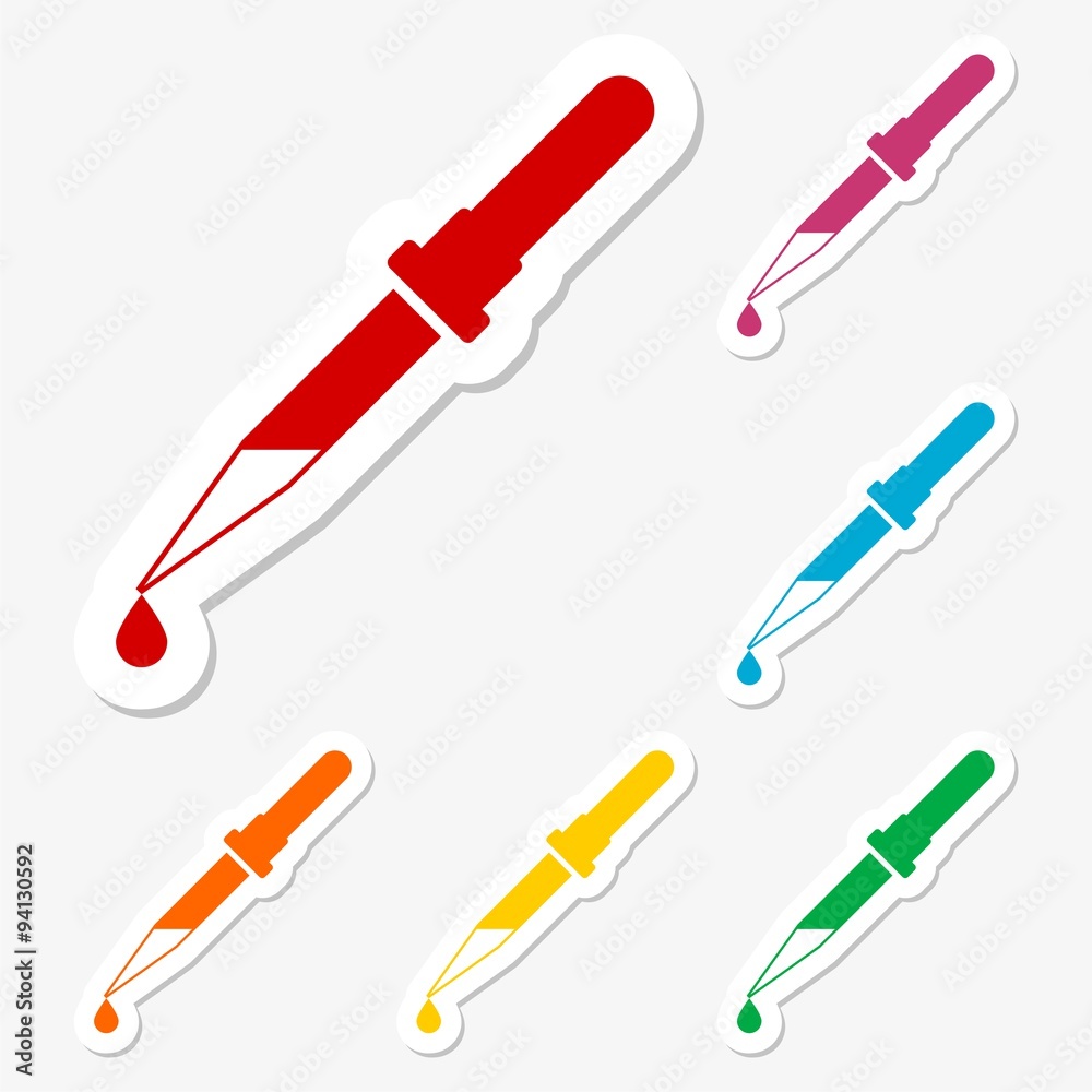 Medical pipette icons stickers set Stock Vector | Adobe Stock