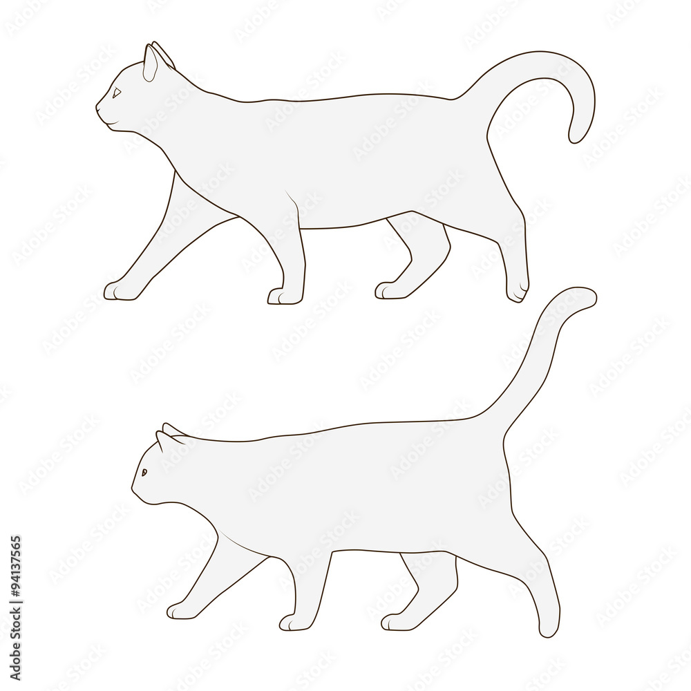 Cat side view scheme silhouette vector Stock Vector | Adobe Stock