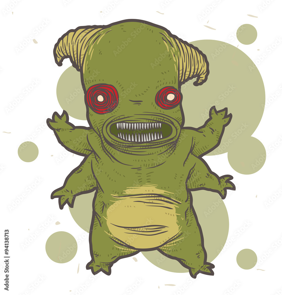 Vector green monster mutant. Image monster mutant green color with two ...