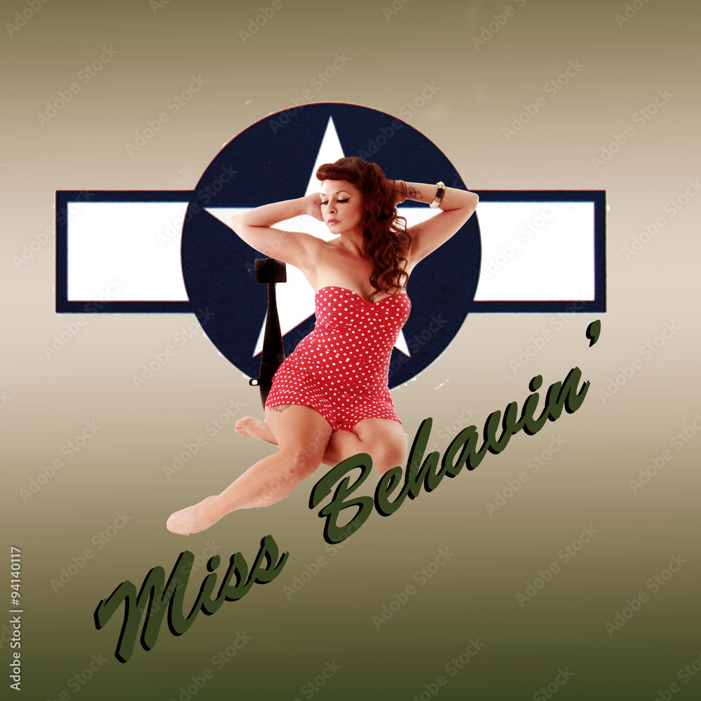 vintage military aircraft pin up girl nose art foto de Stock | Adobe Stock