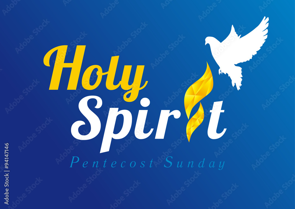 Holy Spirit dove flame card. Invitation template in the service of ...