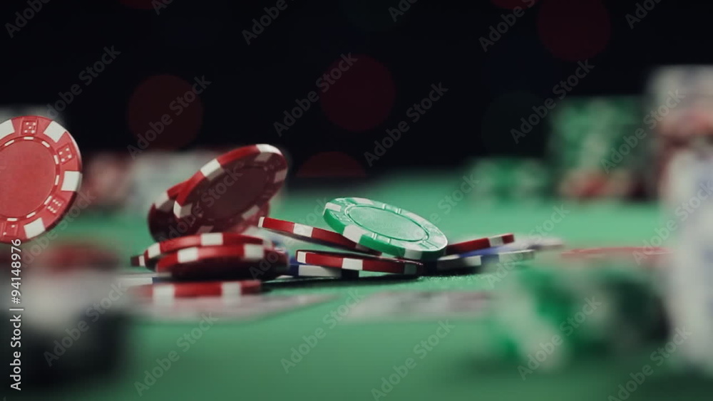 Poker All In Chips. 2 clips. a dolly shot from left to right of a poker ...
