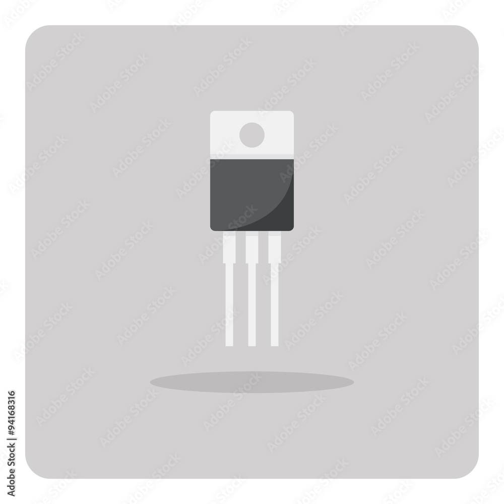 Vector of flat icon, transistor for circuits board on isolated ...