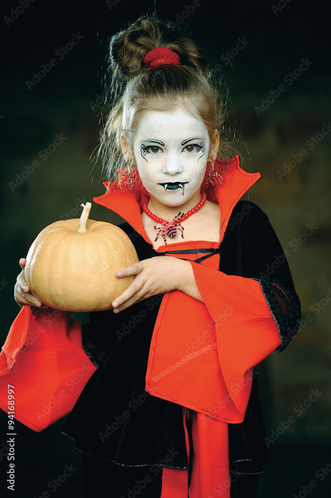 a little girl dressed as a vampire Gothic Halloween/ little girl in the ...