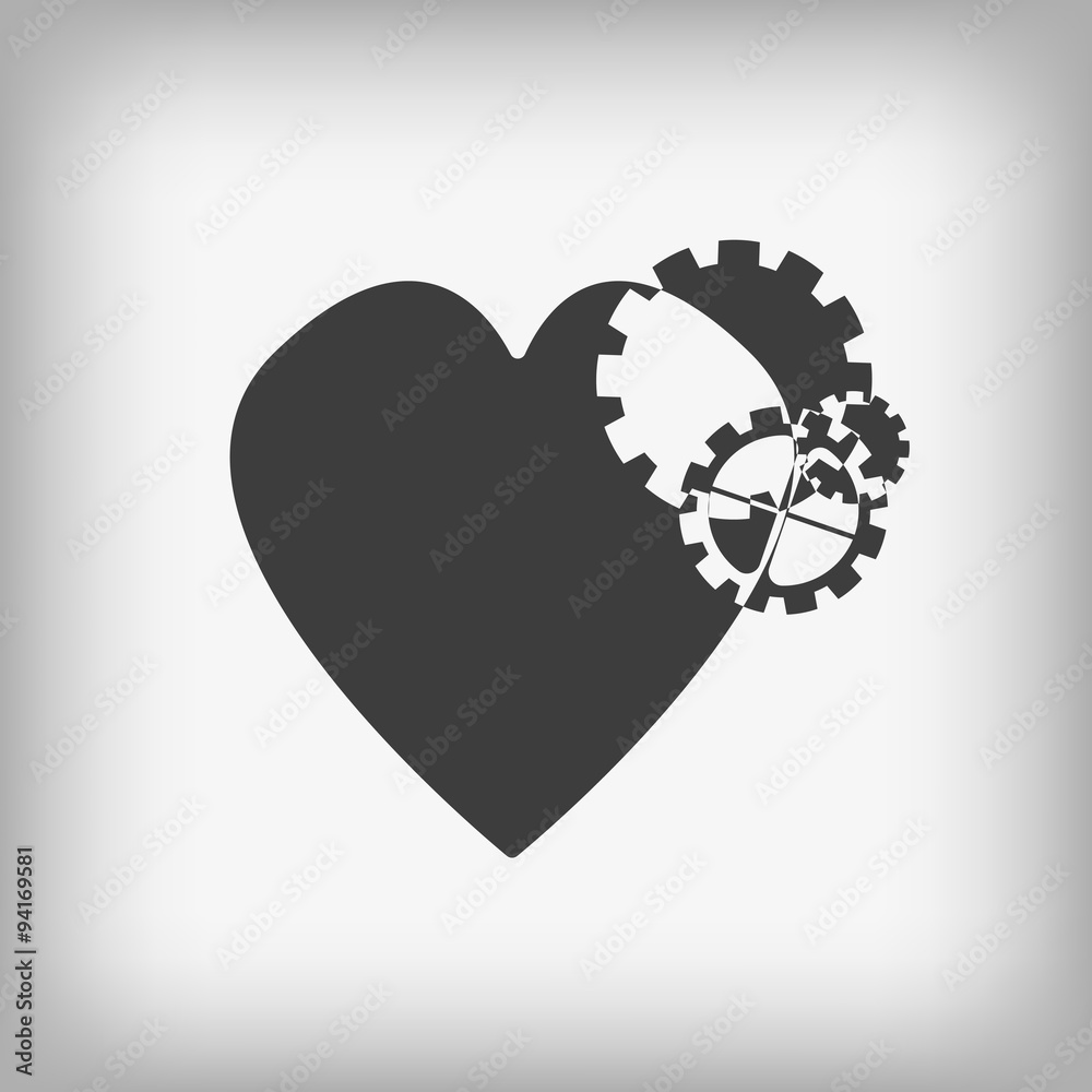 Vector : Heart and gears on gray background Stock Vector | Adobe Stock