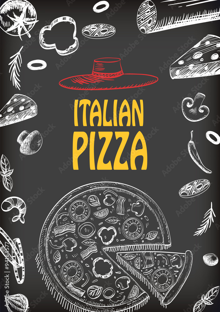 pizza Italian with raw material food design menu brochure advertise ...