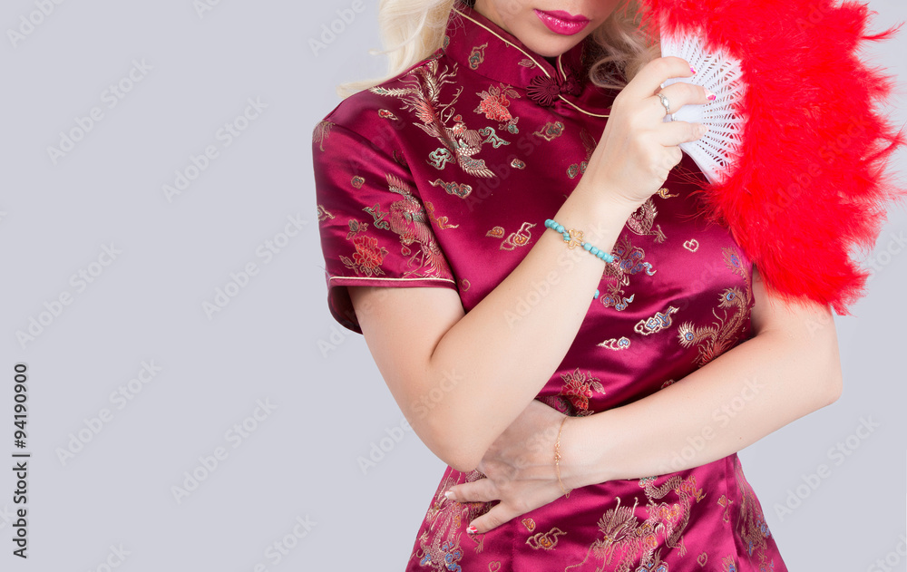 Beautiful Asian model wearing traditional Cheongsam Stock Photo | Adobe ...