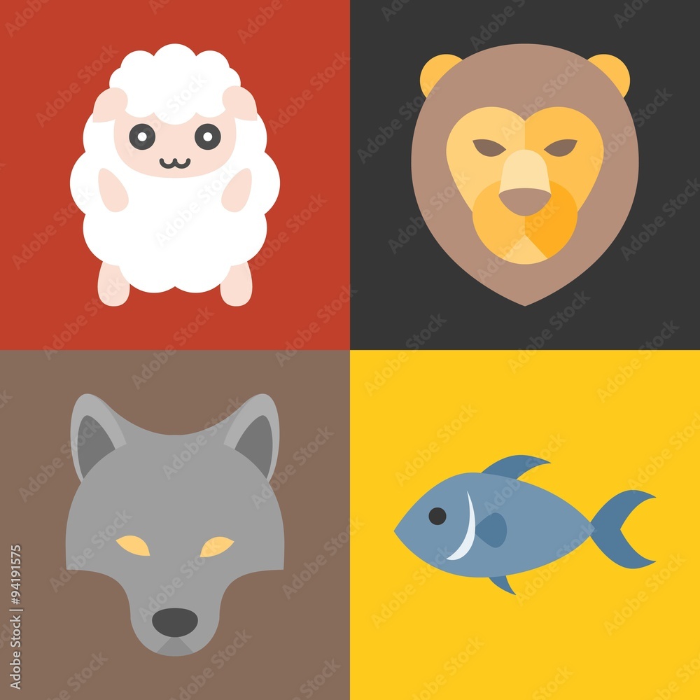 Vector animals in bible icons set, flat design Stock Vector | Adobe Stock