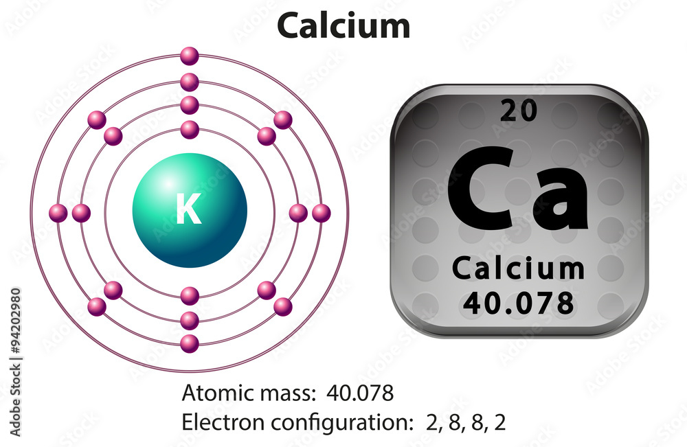 Symbol and electron diagram for Calcium Stock Vector | Adobe Stock