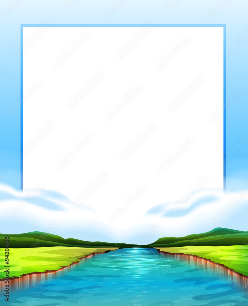Border design with river scene Stock Vector | Adobe Stock