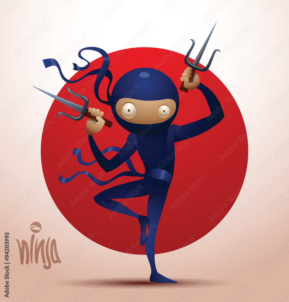 Vecteur Stock Vector image of ninja warrior in the traditional dark ...