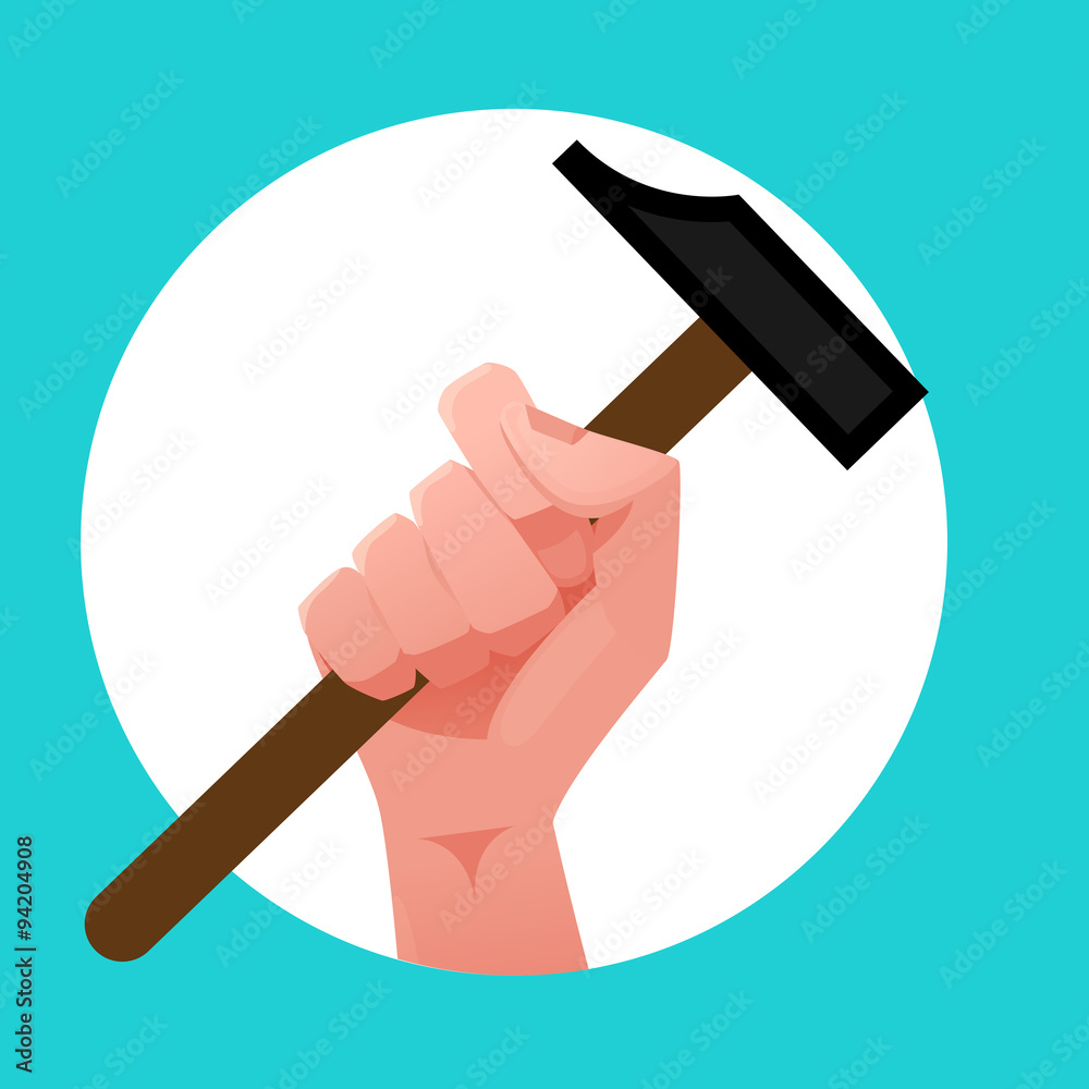 Hand holding a hammer Stock Vector | Adobe Stock