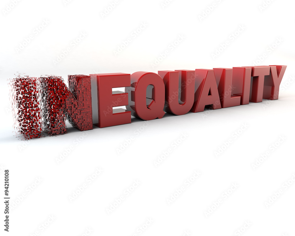 Changing the word inequality to equality. Fragment font. 3D render ...