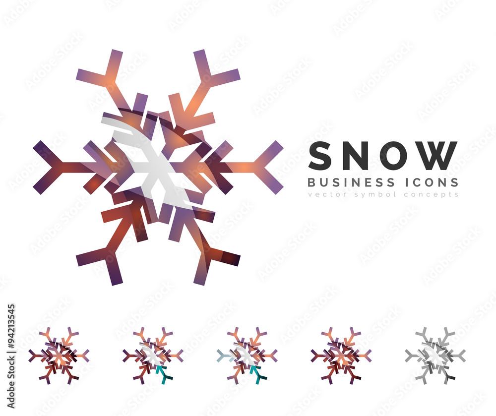 Set of abstract colorful snowflake logo icons, winter concepts Stock ...