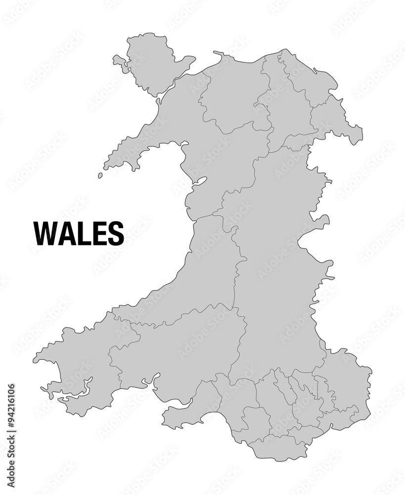 Wales Map High Resolution Stock Vector | Adobe Stock
