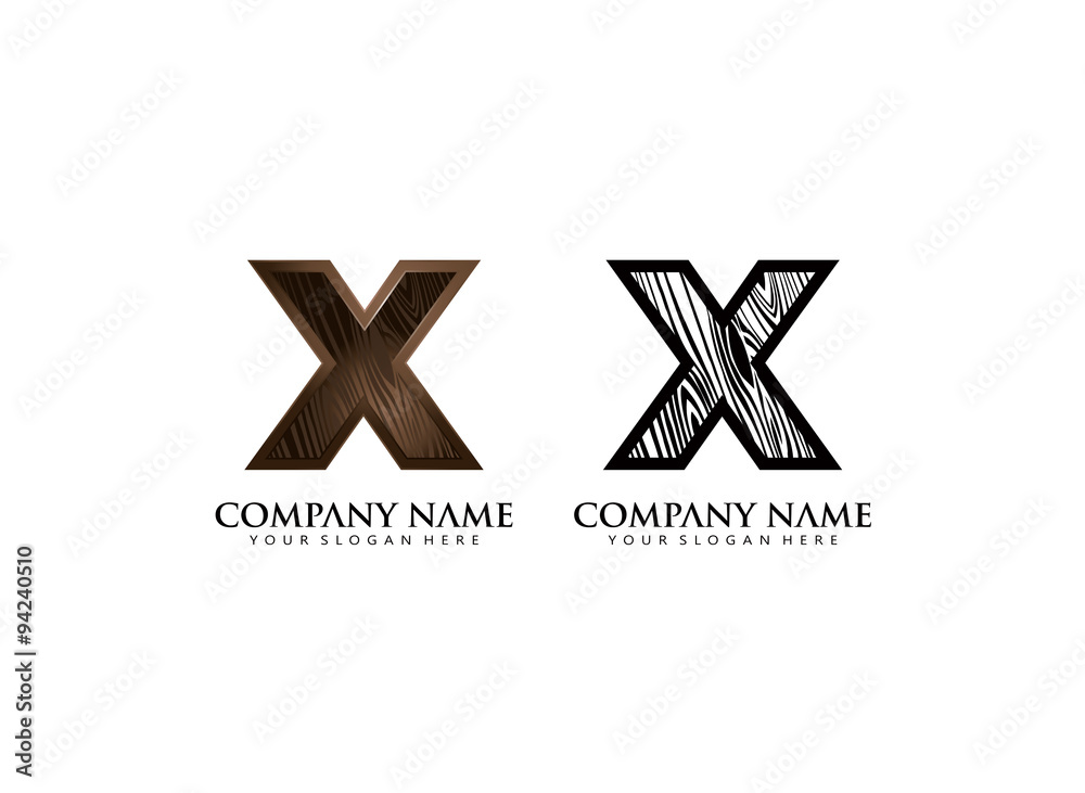 initial X wooden texture contour vector logo icon Stock Vector | Adobe ...