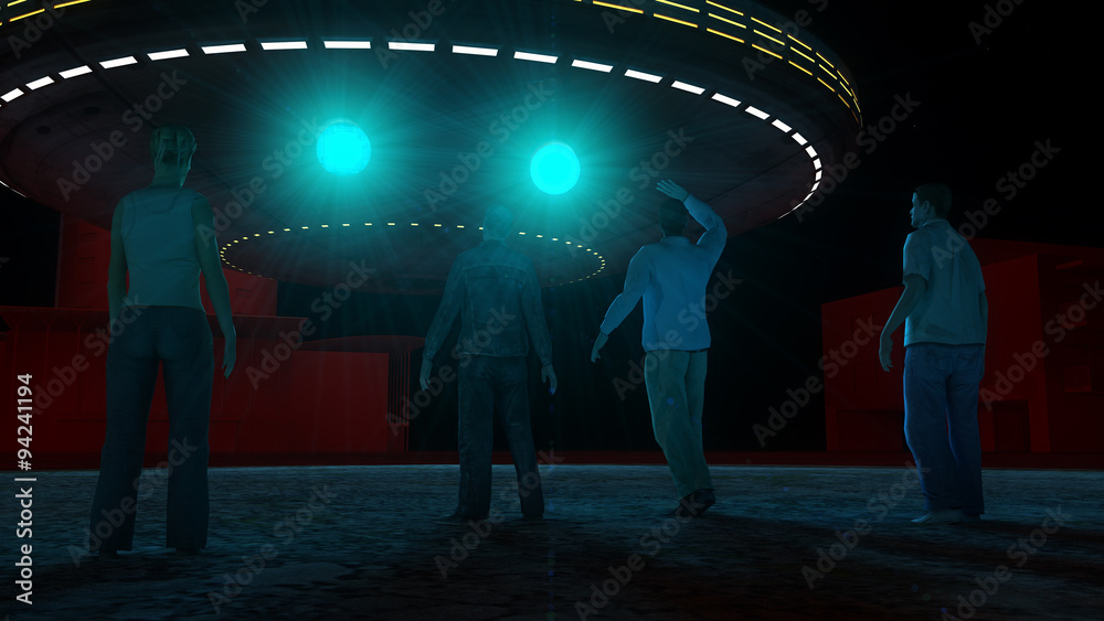 Ufo attacking and abducting Stock Illustration | Adobe Stock