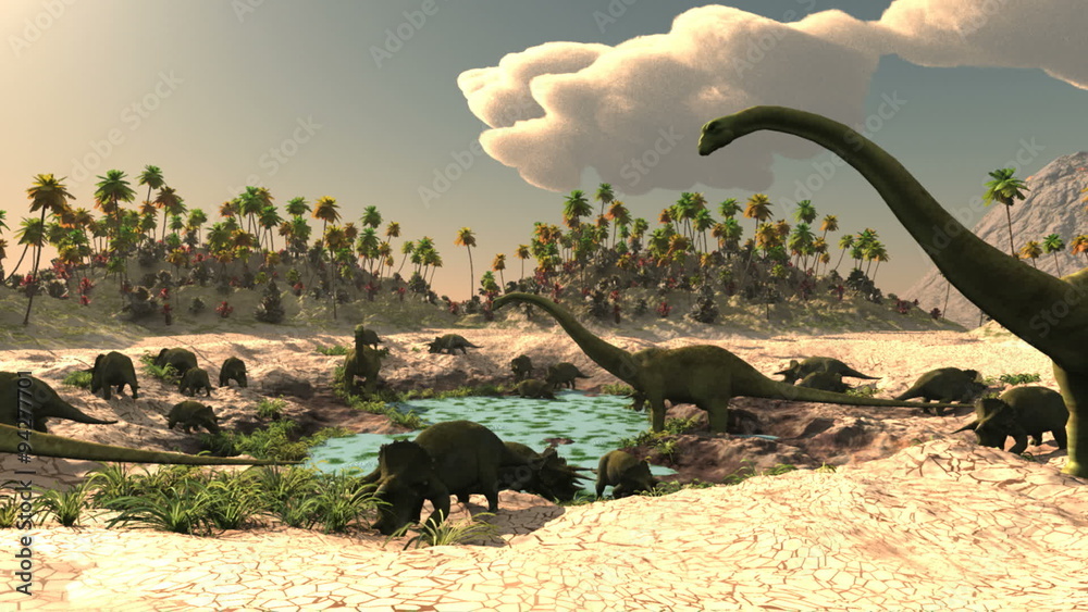 Dinosaurs Jurassic prehistoric scene Stock Video | Adobe Stock