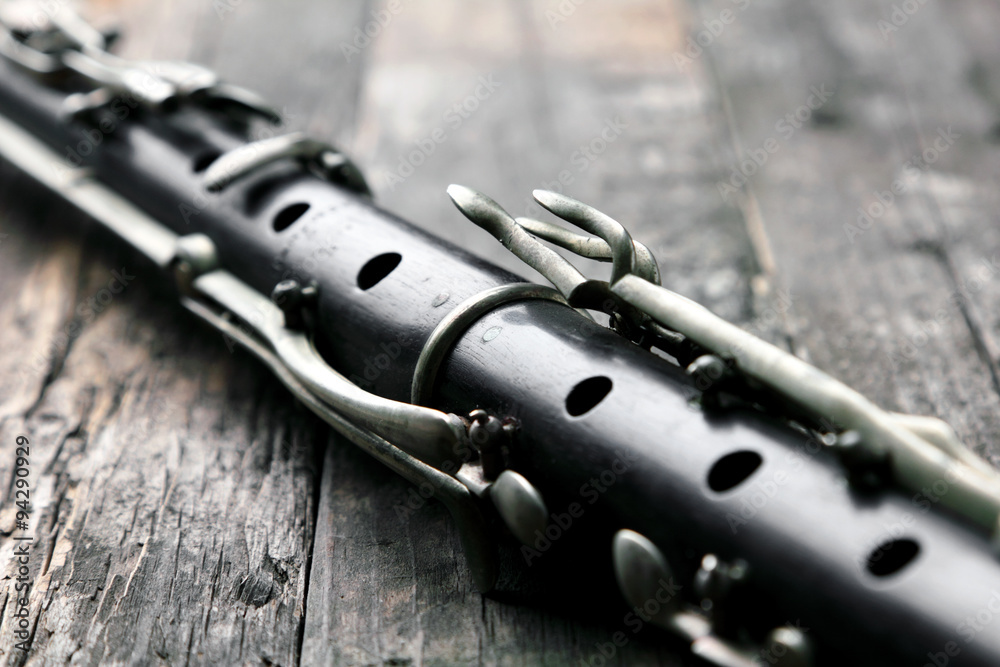 Old silver flute on rusty wooden table Stock Photo | Adobe Stock