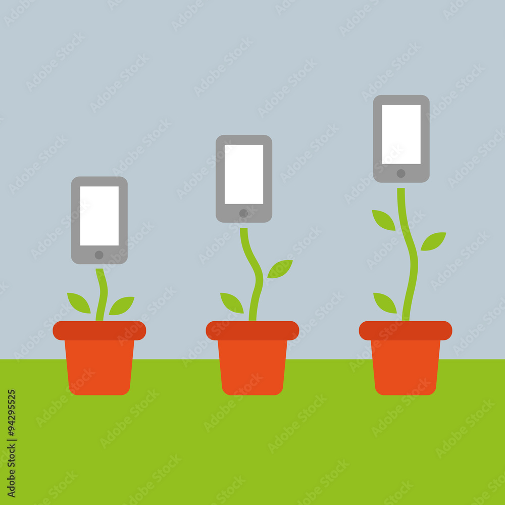 Grow and plant mobile business floral graph infographics Stock Vector ...