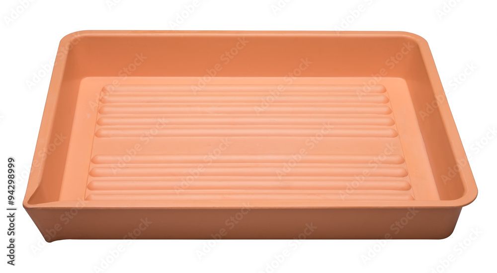 Developing tray. Equipment for development of photos. Front view ...