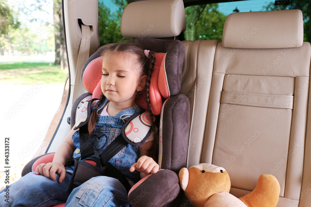 Little cute girl sleeping in the car Stock Photo | Adobe Stock