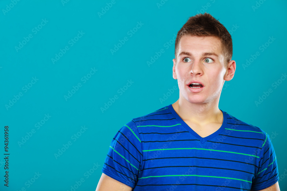 Surprised embarrassed man face Stock Photo | Adobe Stock