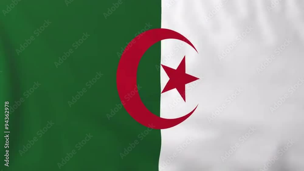 Flag of Algeria, slow motion waving. Rendered using official design and ...