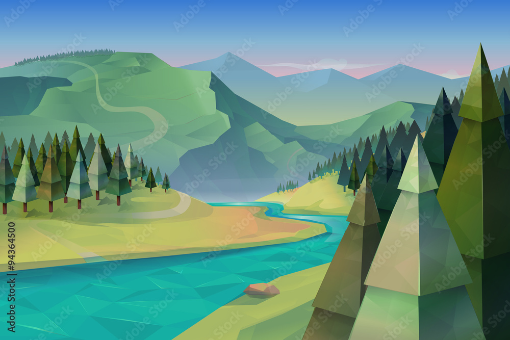 Forest landscape, nature vector background Stock-Vektorgrafik | Adobe Stock