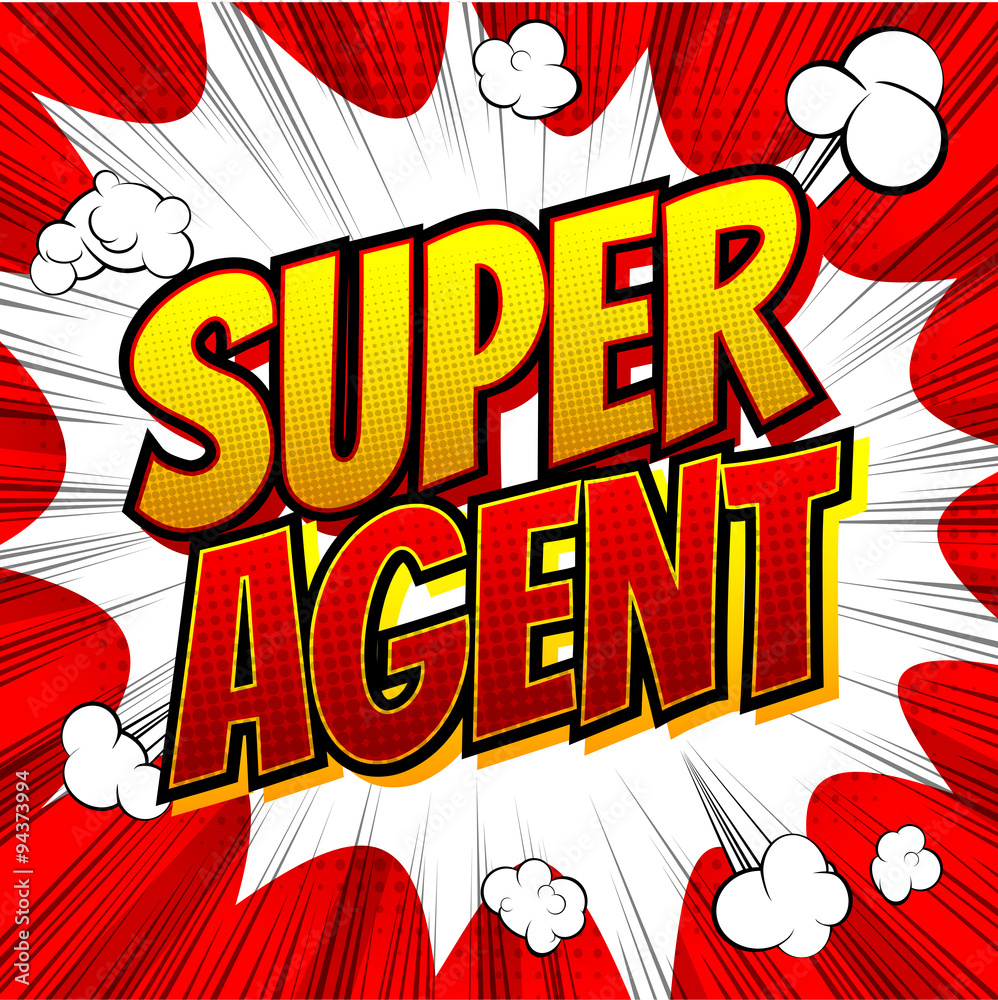 Super Agent - Comic book style word on comic book abstract background ...