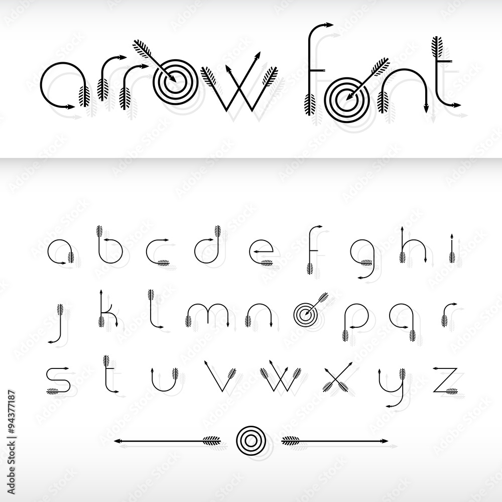 vector font alphabet shaped like archery arrows vector de Stock | Adobe ...