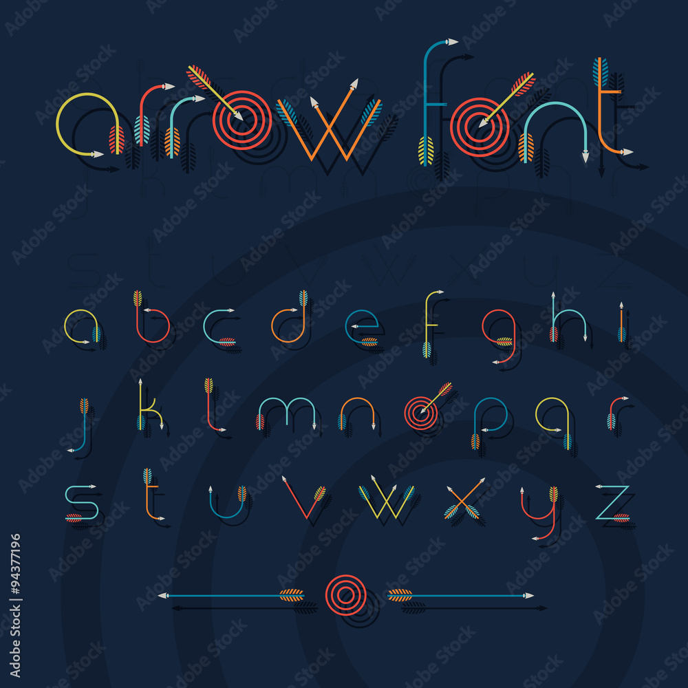 vector font alphabet shaped like archery arrows Stock Vector | Adobe Stock