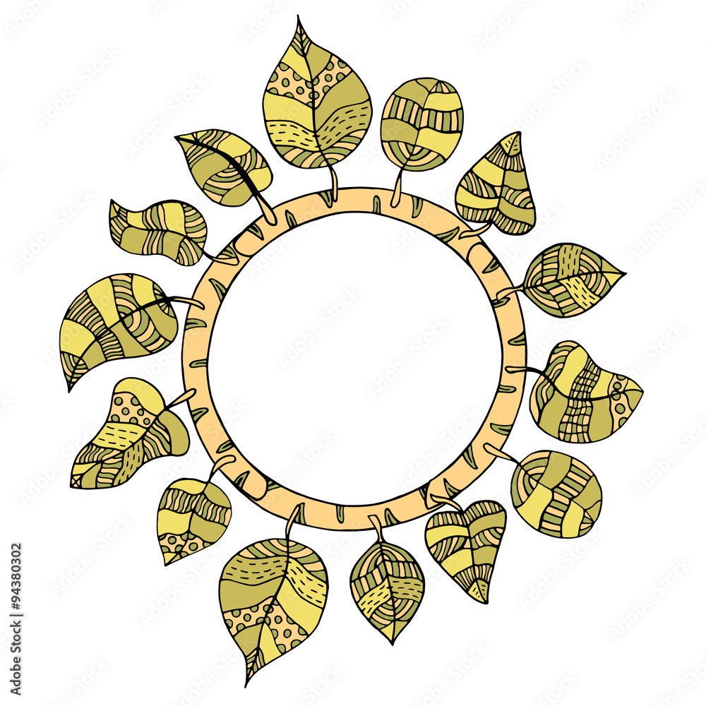 round frame of leaves Stock Vector | Adobe Stock