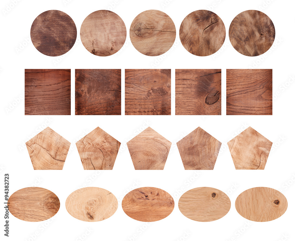 Set of different wooden shapes on white background Stock Photo | Adobe ...
