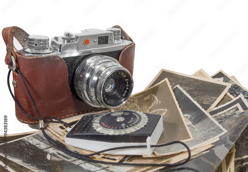 alter antiker Fotoapparat mit Bildern Stock Photo | Adobe Stock