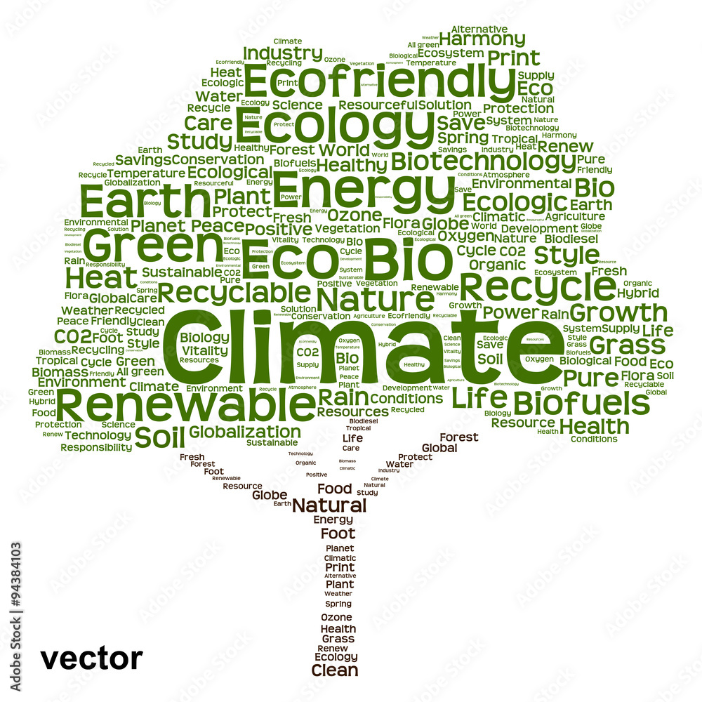 Vector conceptual green ecology tree word cloud Stock Vector | Adobe Stock