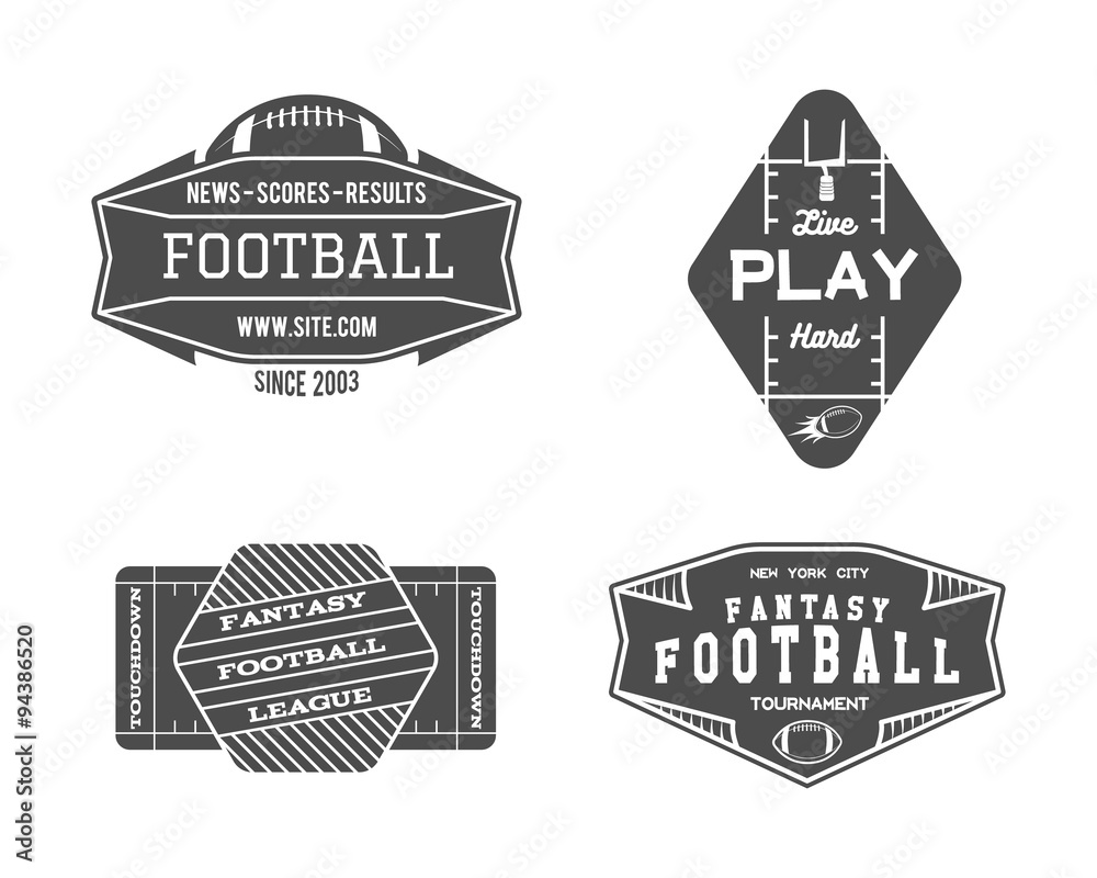 American football field geometric team or league badge, sport site logo ...