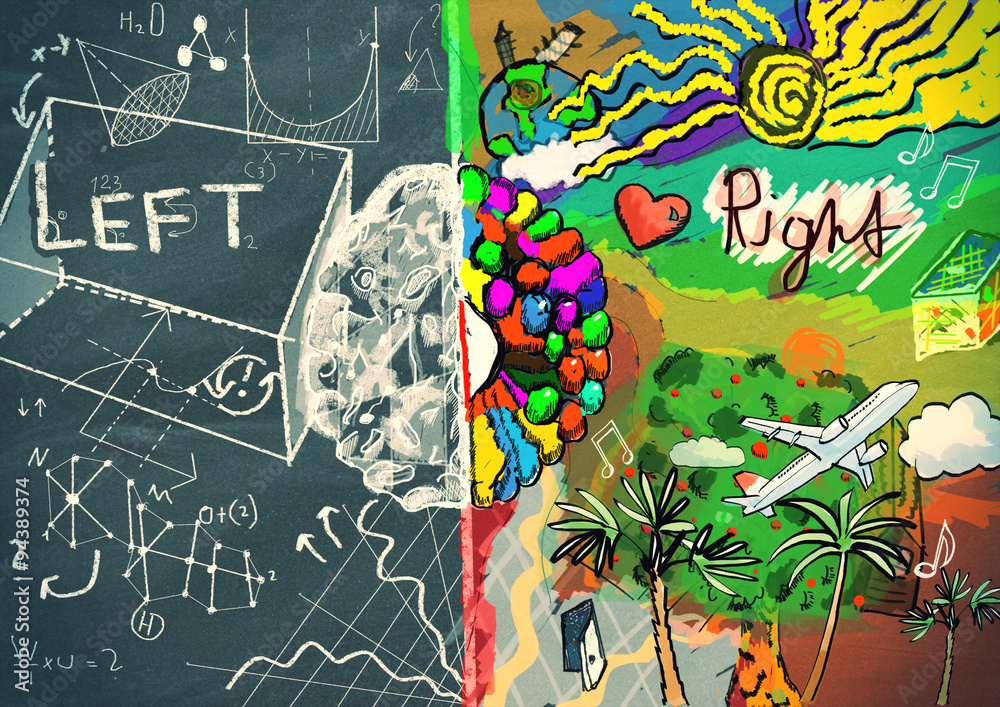 Left and right side of human brain concept illustration Stock Photo ...