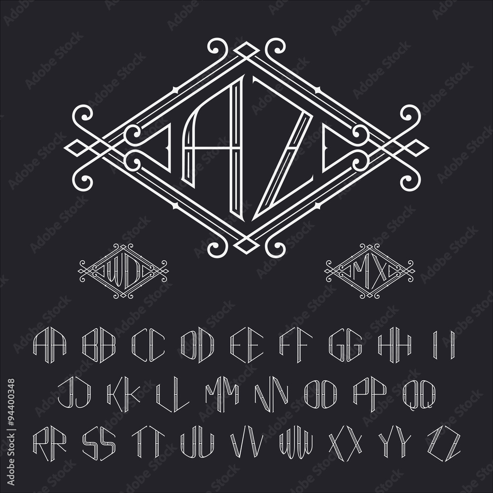 Two letters monogram template. Elegant vector set of stylish monograms ...
