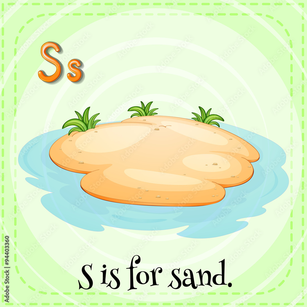 Flashcard alphabet S is for sand Stock Vector | Adobe Stock