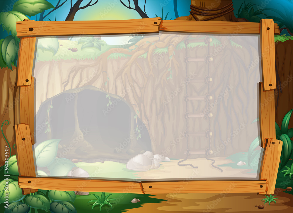 Border design with forest background Stock Vector | Adobe Stock