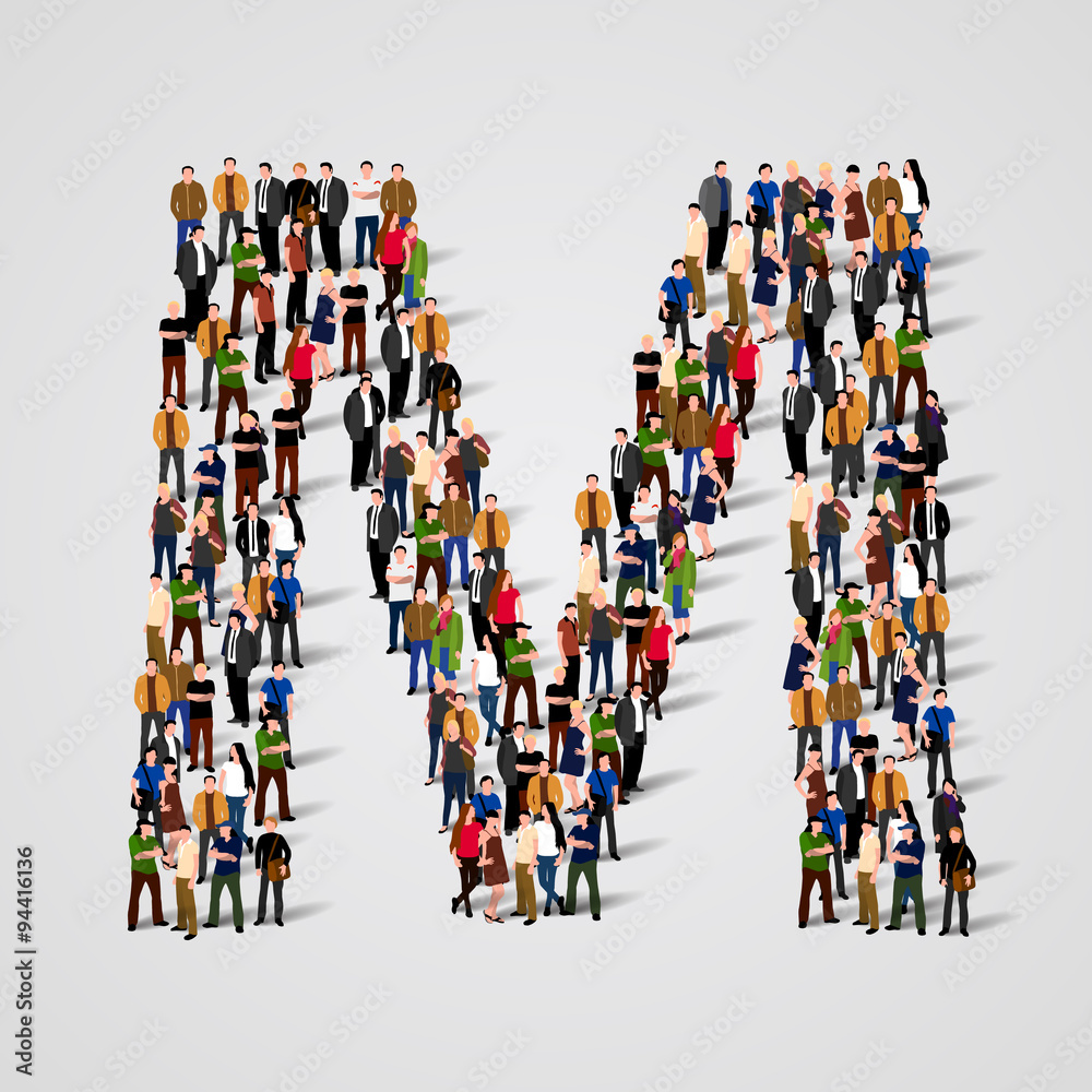 Large group of people in letter M form Stock Vector | Adobe Stock