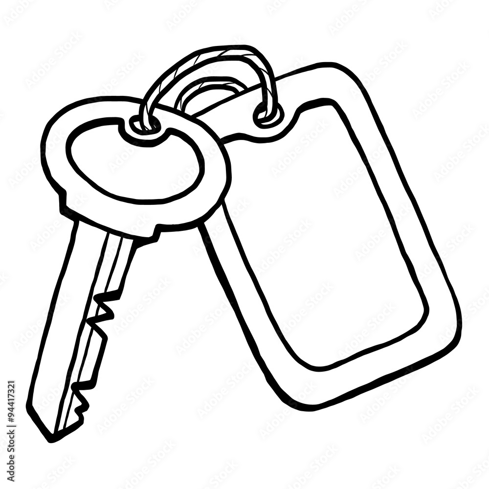 key / cartoon vector and illustration, black and white, hand drawn ...