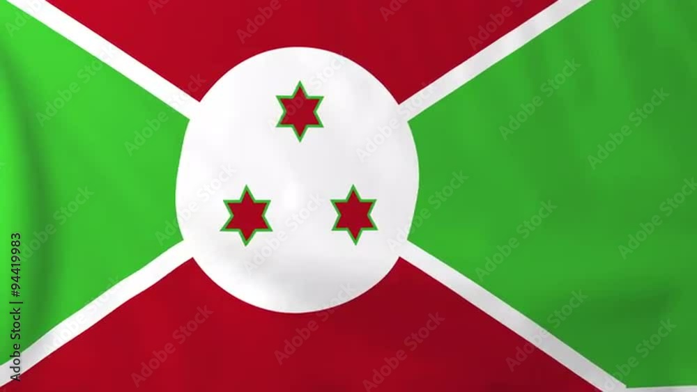 Flag of Burundi, slow motion waving. Rendered using official design and ...