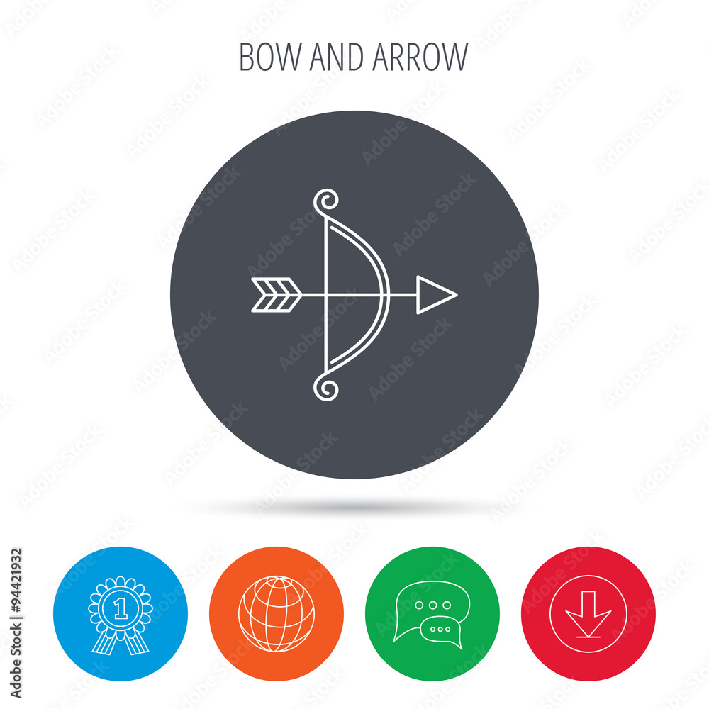 Bow with arrow icon. Valentine weapon sign. Stock Vector | Adobe Stock