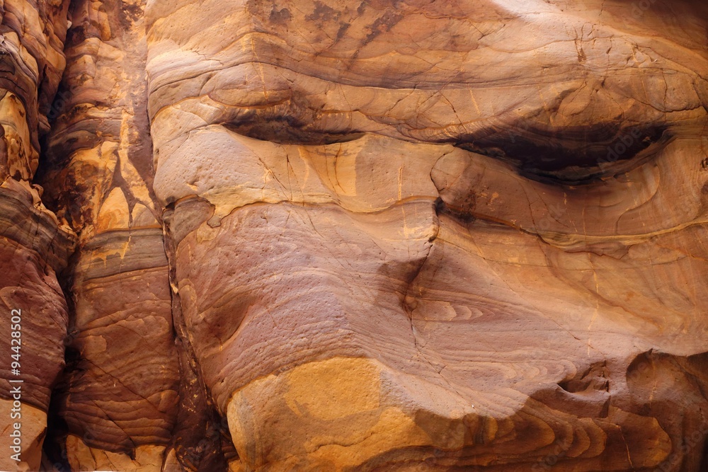 Red striped rock texture in Wadi Mujib canyon in Jordan Stock Photo ...