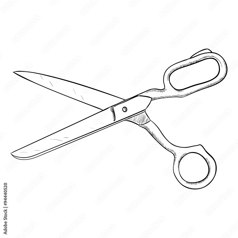Vector sketch of scissors Stock Vector | Adobe Stock