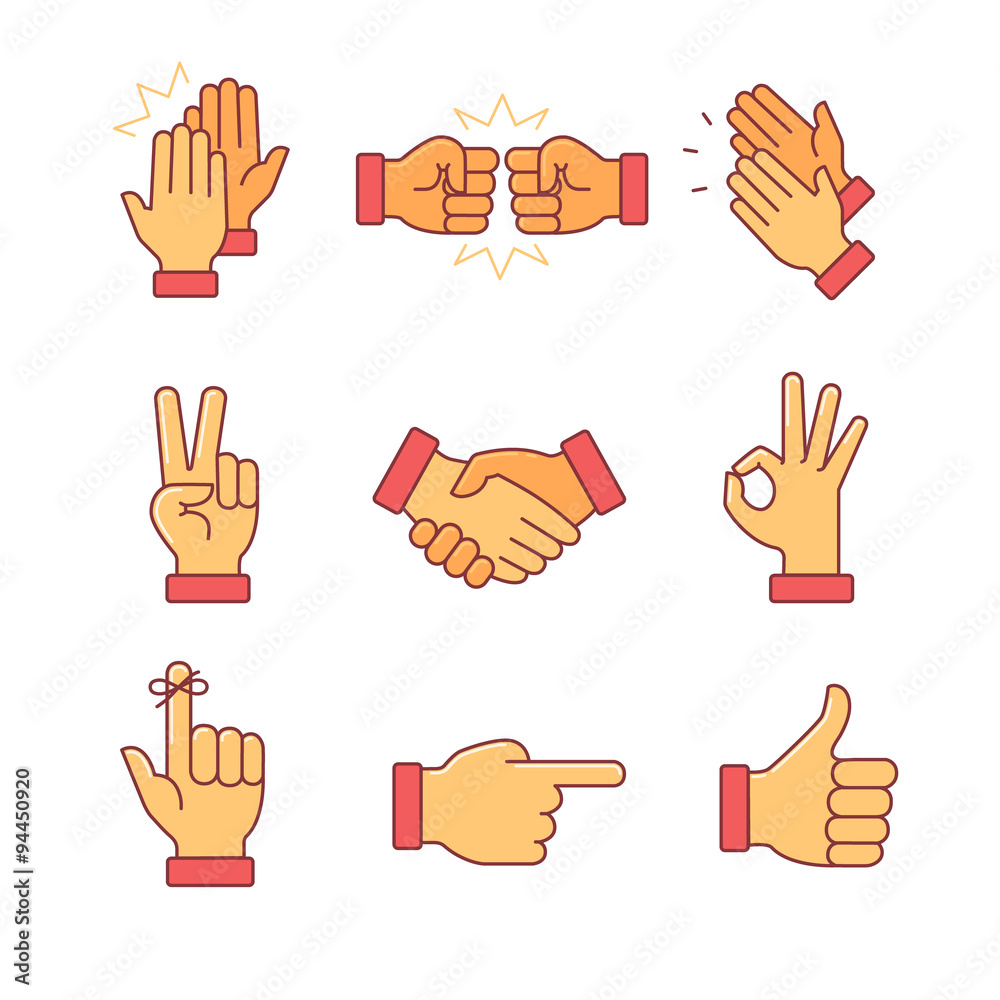 Clapping hands and other gestures Stock Vector | Adobe Stock