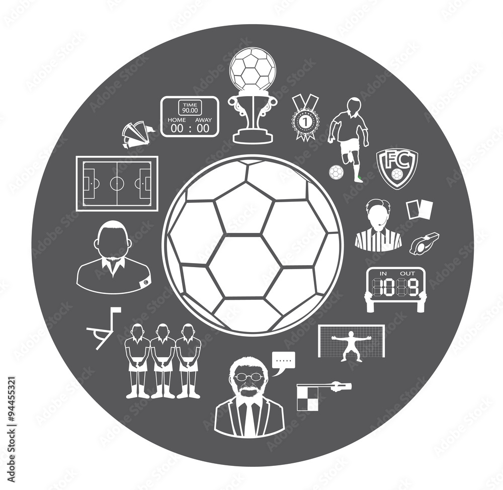 Soccer icons set Stock Vector | Adobe Stock