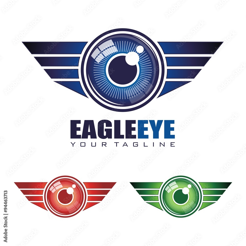 eye logo with wings on both sides vector illustration isolated on a ...
